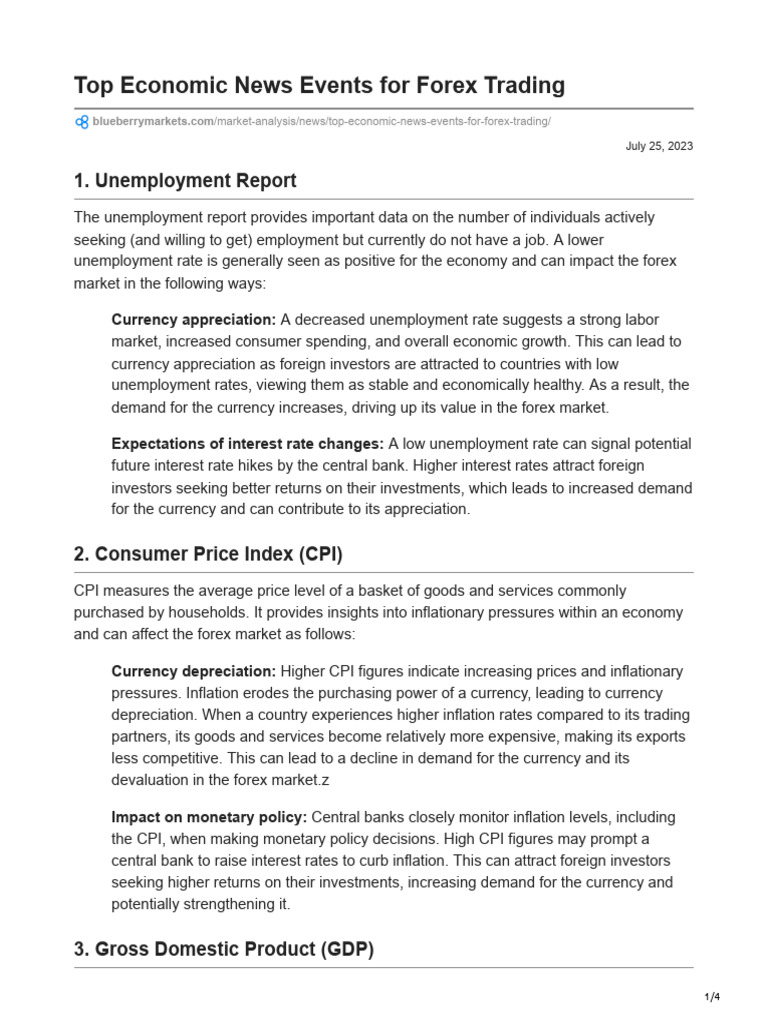 Blueberrymarkets.com-Top Economic News Events for Forex Trading | Download Free PDF | Inflation ...