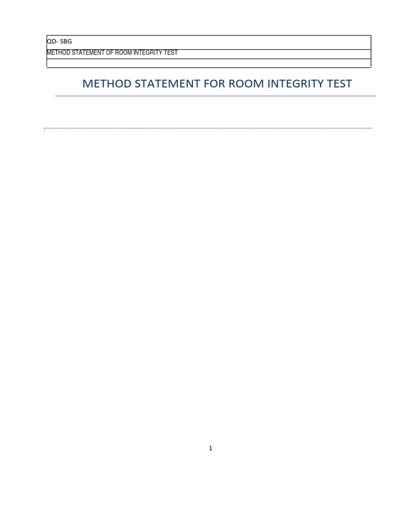 method of statement room integrity test | Download Free PDF | Door ...