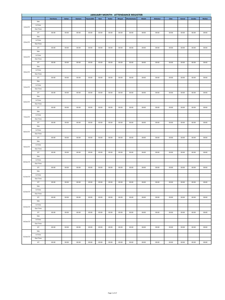 Attendance Register | PDF