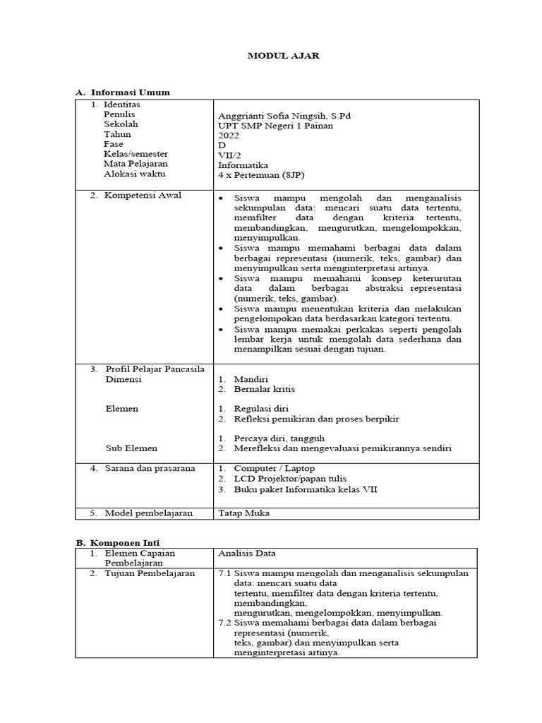Modul Ajar Analisis Data | PDF Modul Ajar Analisis Data | PDF
