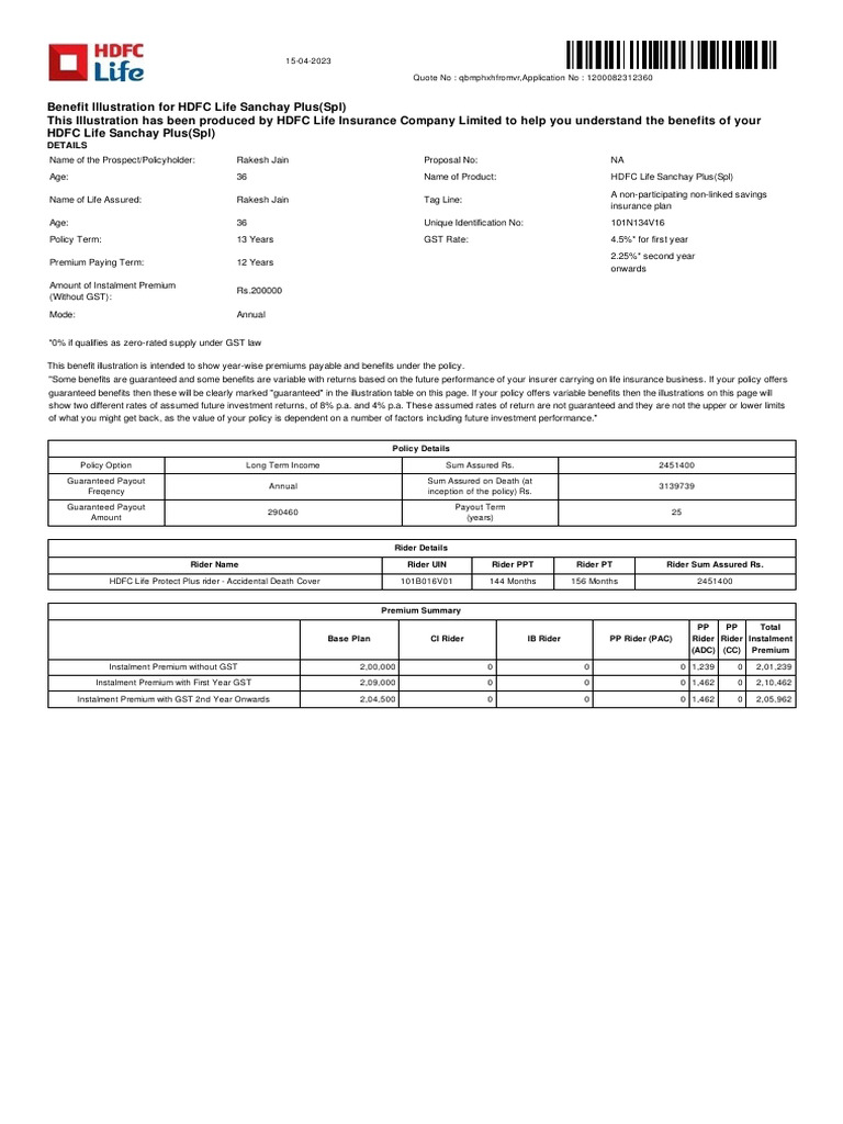 HDFC Illustration-Qbmphxhfromvr | PDF | Life Insurance | Insurance