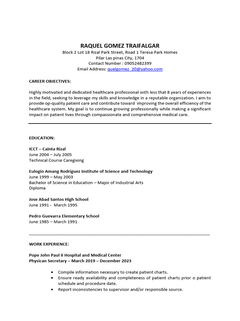 CV Updated | PDF | Patient | Health Care