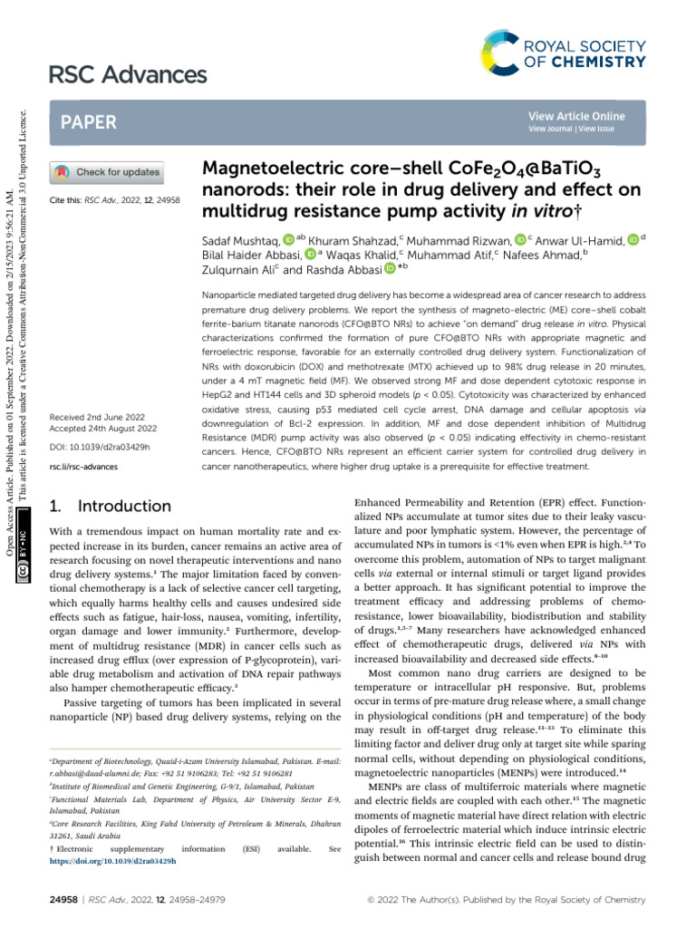 Magnetoelectric Core-Shell CoFe2O4@BaTiO3 Nanorods | PDF | Buffer Solution | Biology