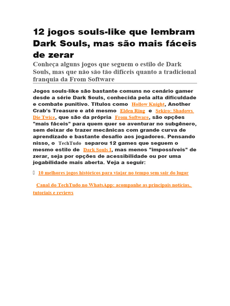 12 Jogos Souls-Like Que Lembram Dark Souls, Mas São Mais Fáceis de ...