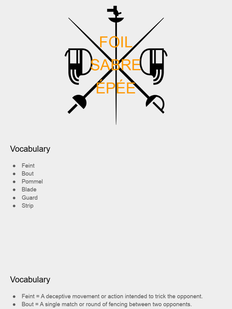 Olympic Fencing Vocabulary and Rules | PDF