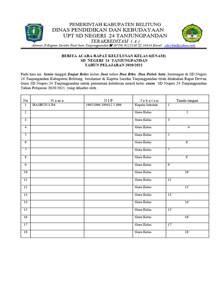 BERITA ACARA RAPAT KELULUSAN | PDF