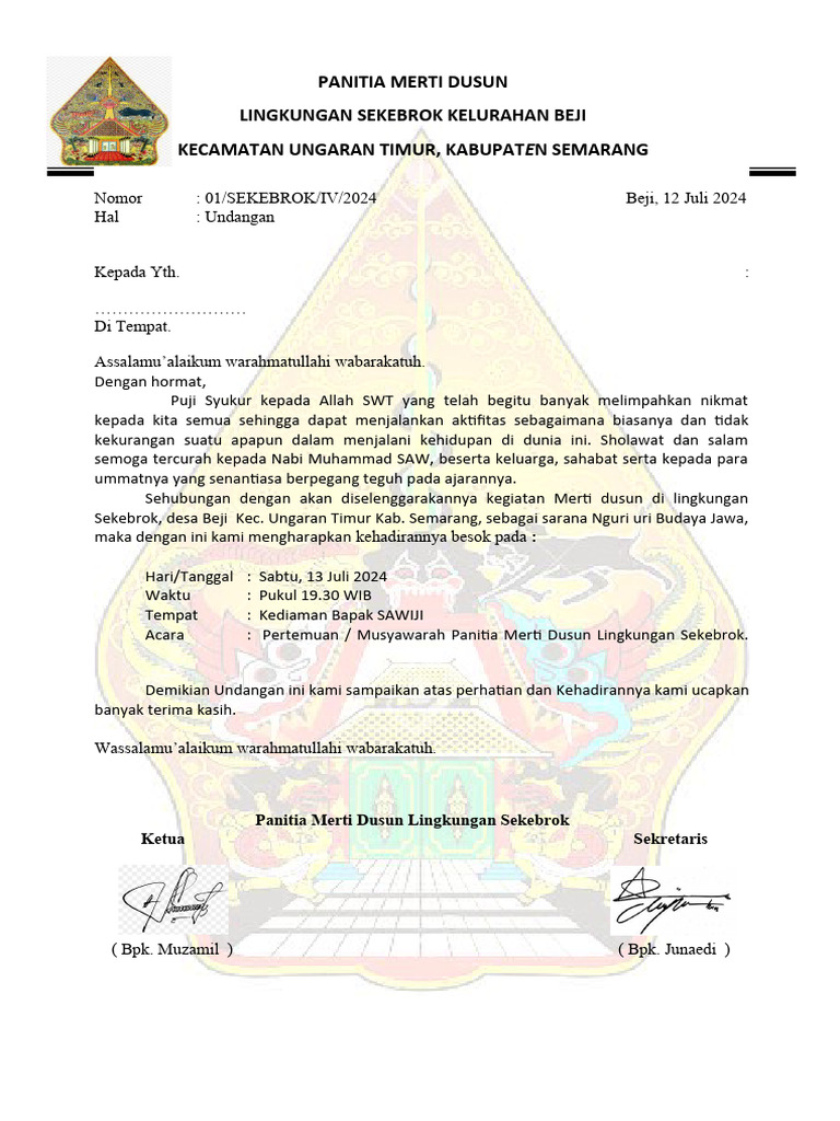 Undangan Panitia Merti Dusun | PDF