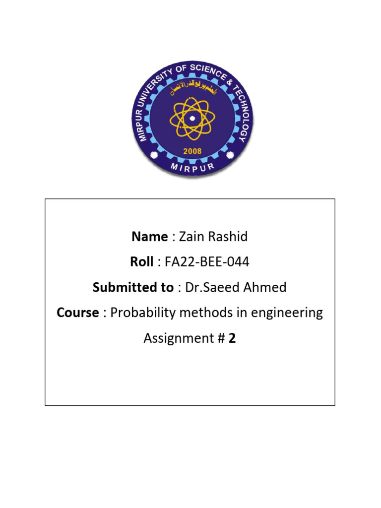 Zain Probability 2nd Assignment | PDF | Blue Collar Worker | Poker