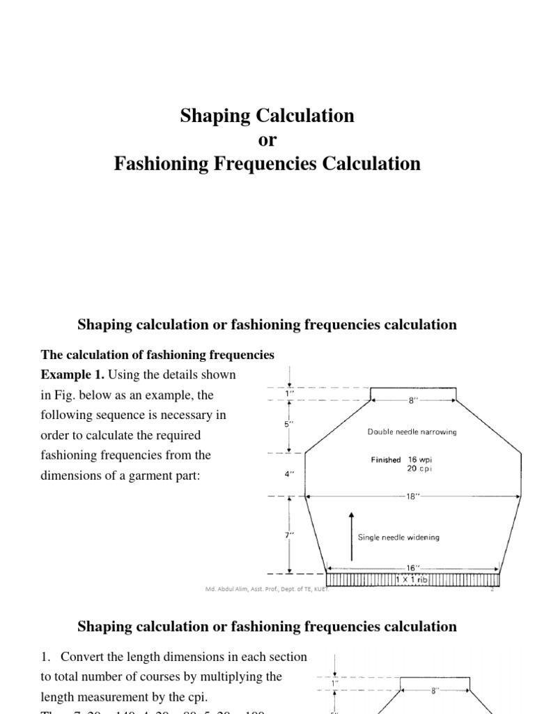 Shaping Calculation or Fashioning Frequencies Calculation | PDF ...