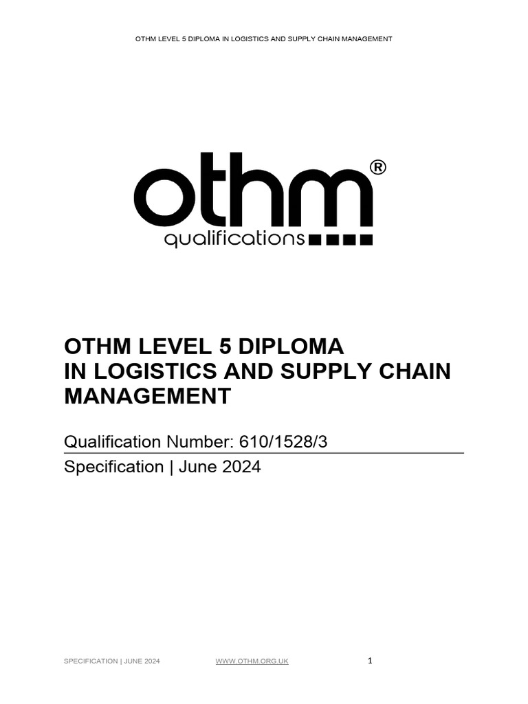 OTHM Level 5 Diploma in Logistics | PDF | Educational Assessment | Strategic Management