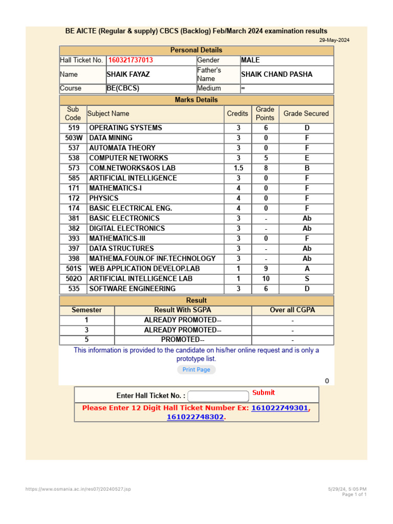 Osmania University BE Results 2024 | PDF | Computing | Information And ...