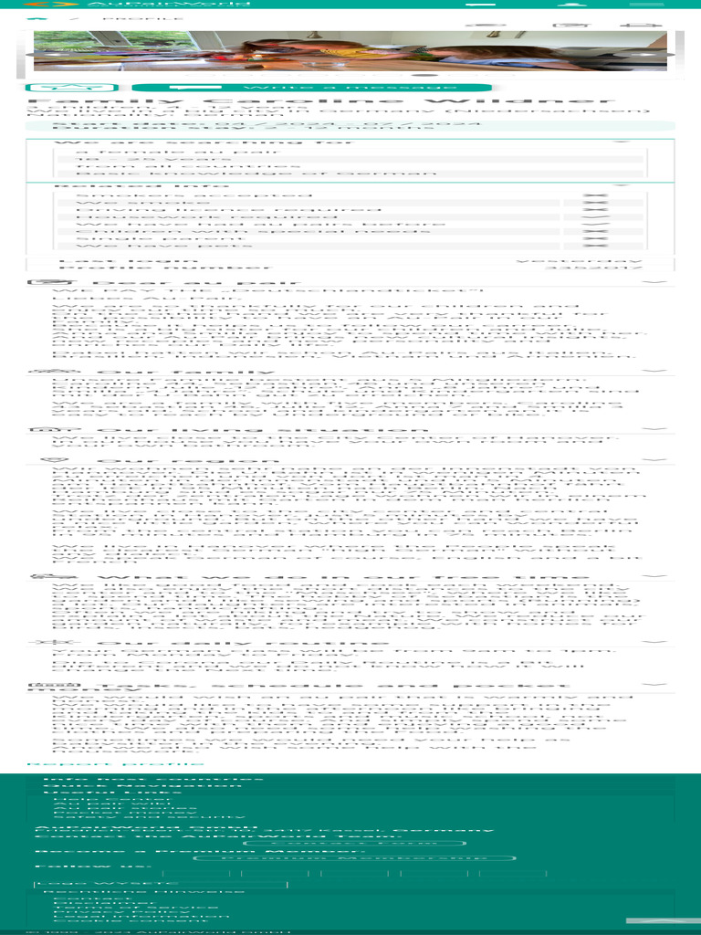 Host Family Profile in Hanover | PDF | Living Arrangements | Domestic Life