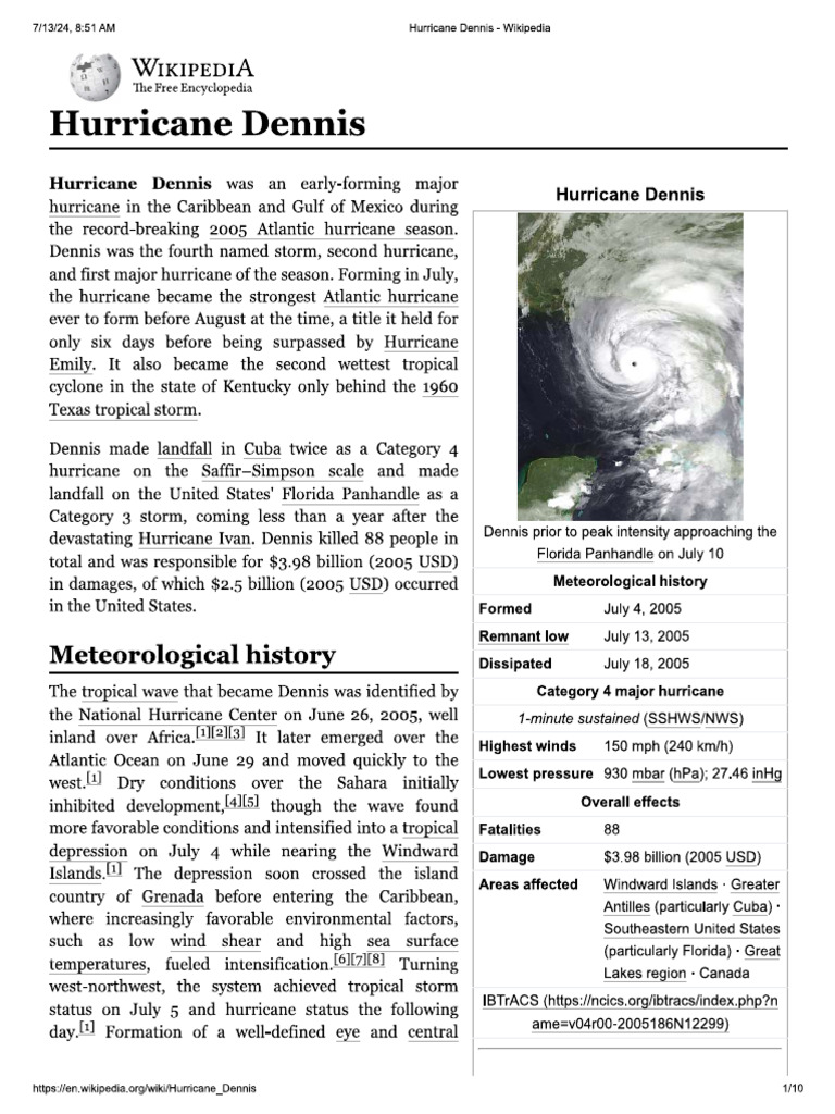 Hurricane Dennis | PDF