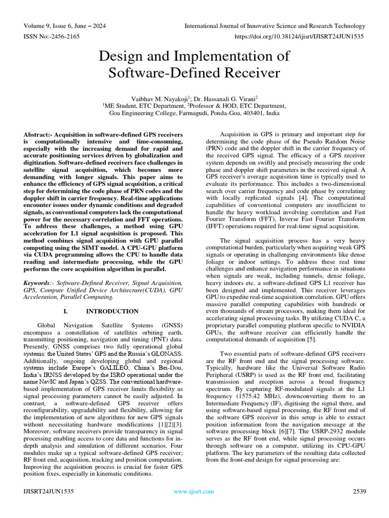 Design and Implementation of Software-Defined Receiver | PDF | Parallel ...