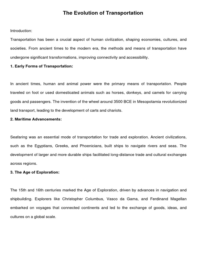 Evolution of Transportation Overview | PDF | Transport | Car