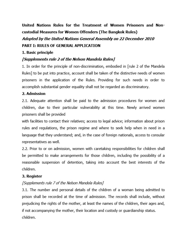 Mandela Rules | PDF | Woman | Health Care