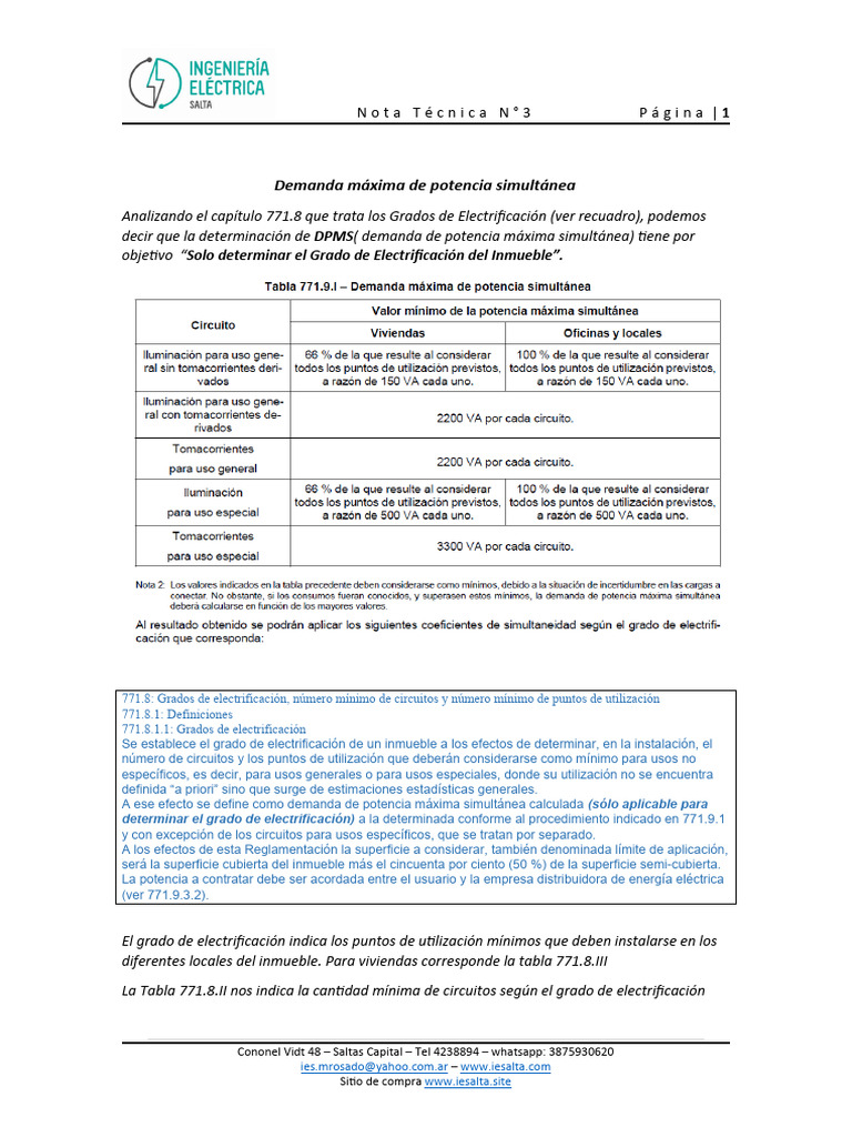 Nota Tecnica 3 - Aclaración de DPMS | PDF | Electrificación | Electromagnetismo