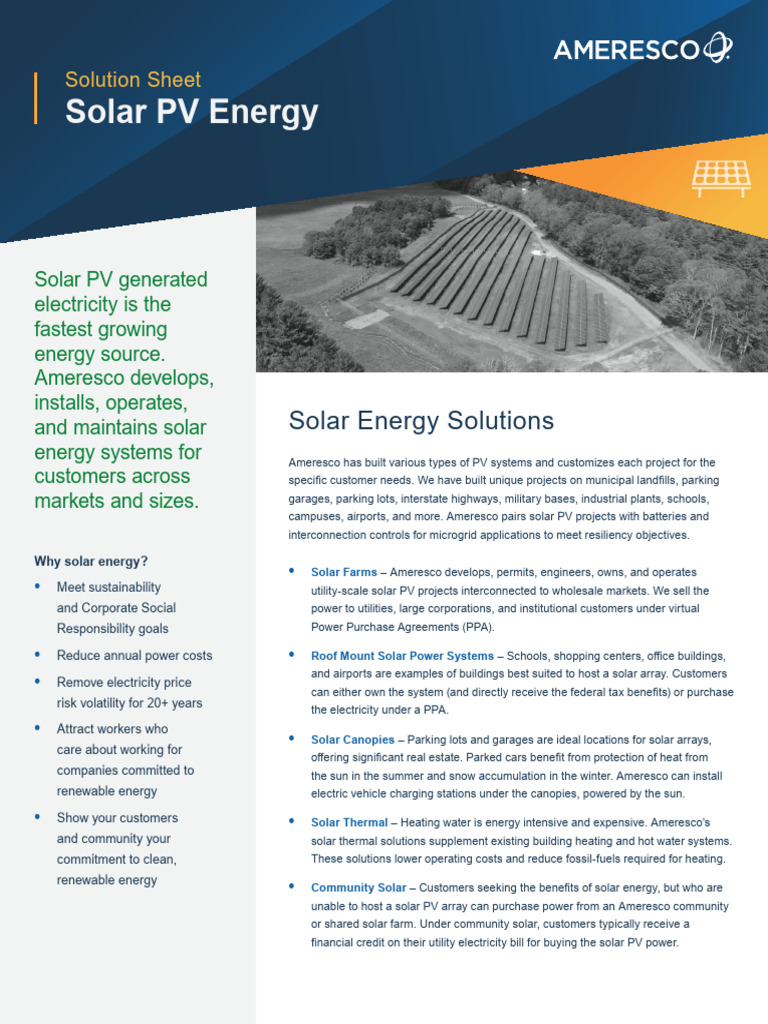Solar PV Energy Solution Sheet | PDF | Solar Power | Photovoltaic System
