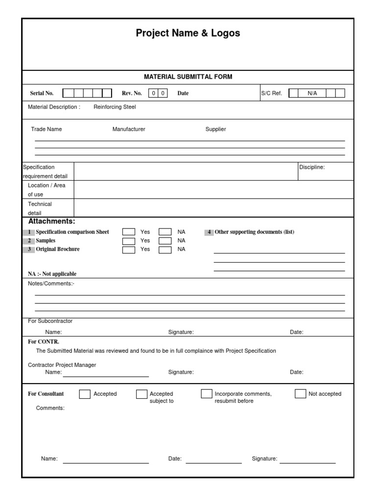 FM - 02 Material Submittal Form | PDF