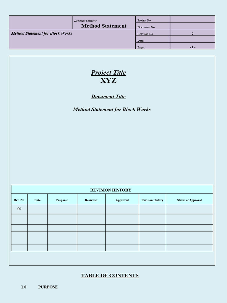 FM - Method Statement Form | PDF | Framing (Construction) | Masonry
