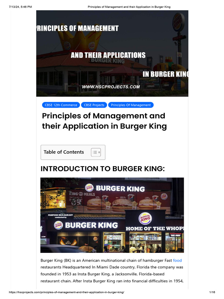 Burger King Management Principles | PDF | Business