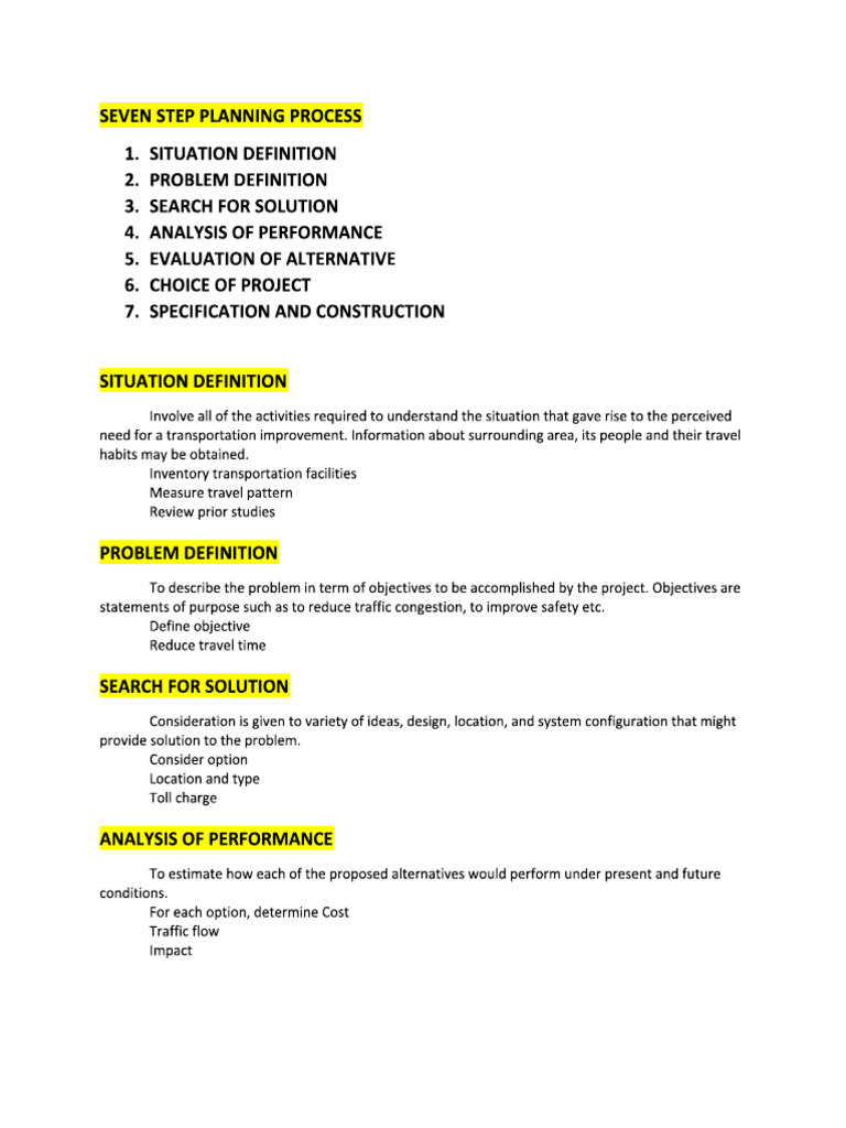 Handout 4 - Seven Step Planning Process | PDF