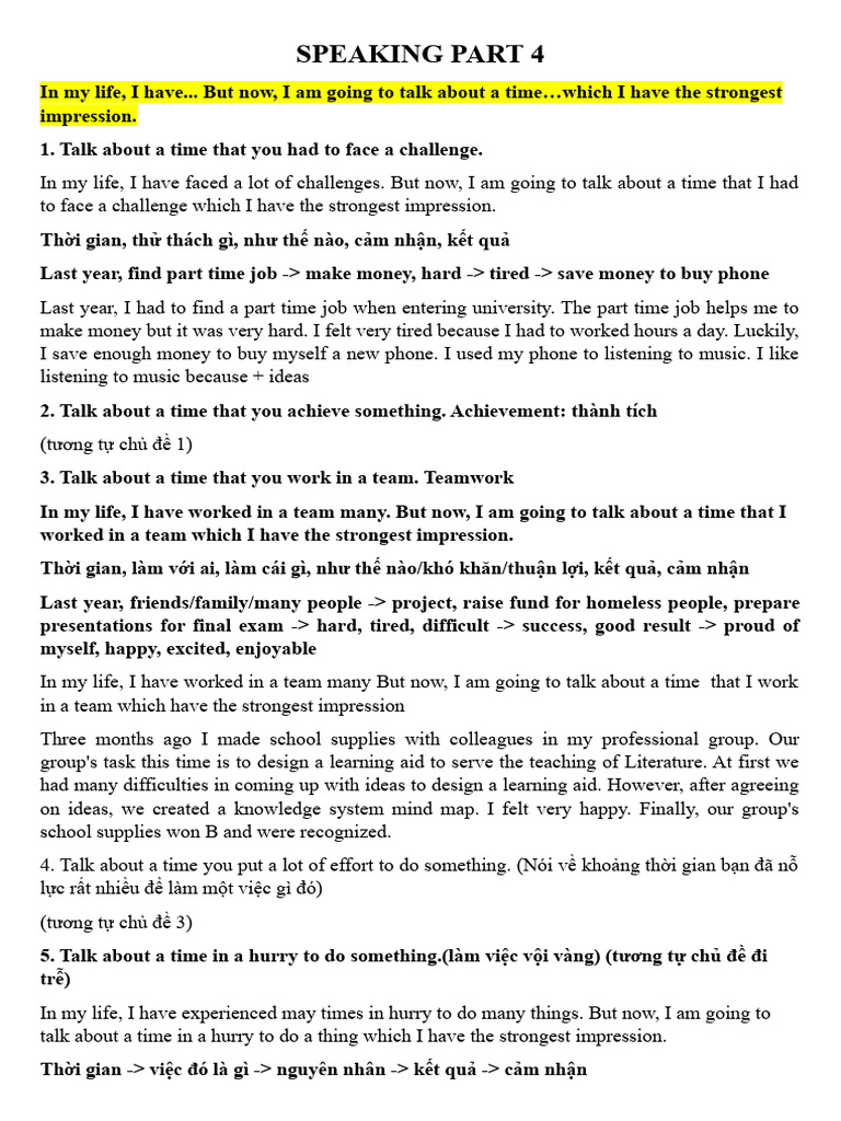 Speaking Part 4 | PDF | Language Arts & Discipline