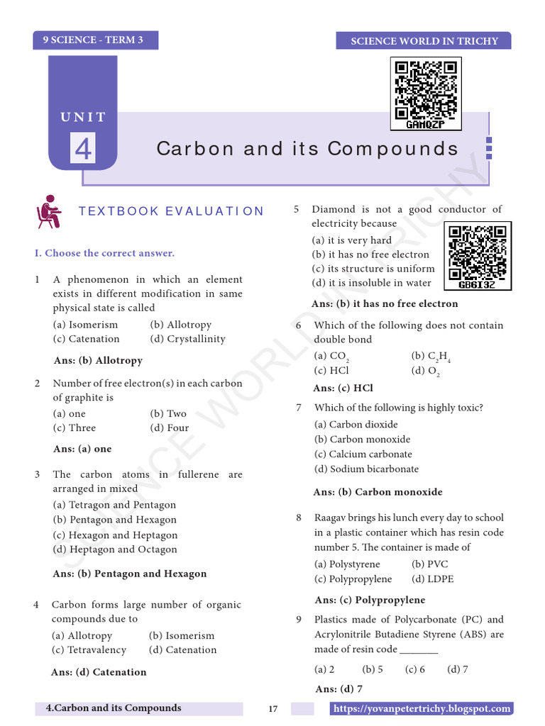 9th Science Guide Unit 15 - EM | PDF | Carbon | Chemical Bond