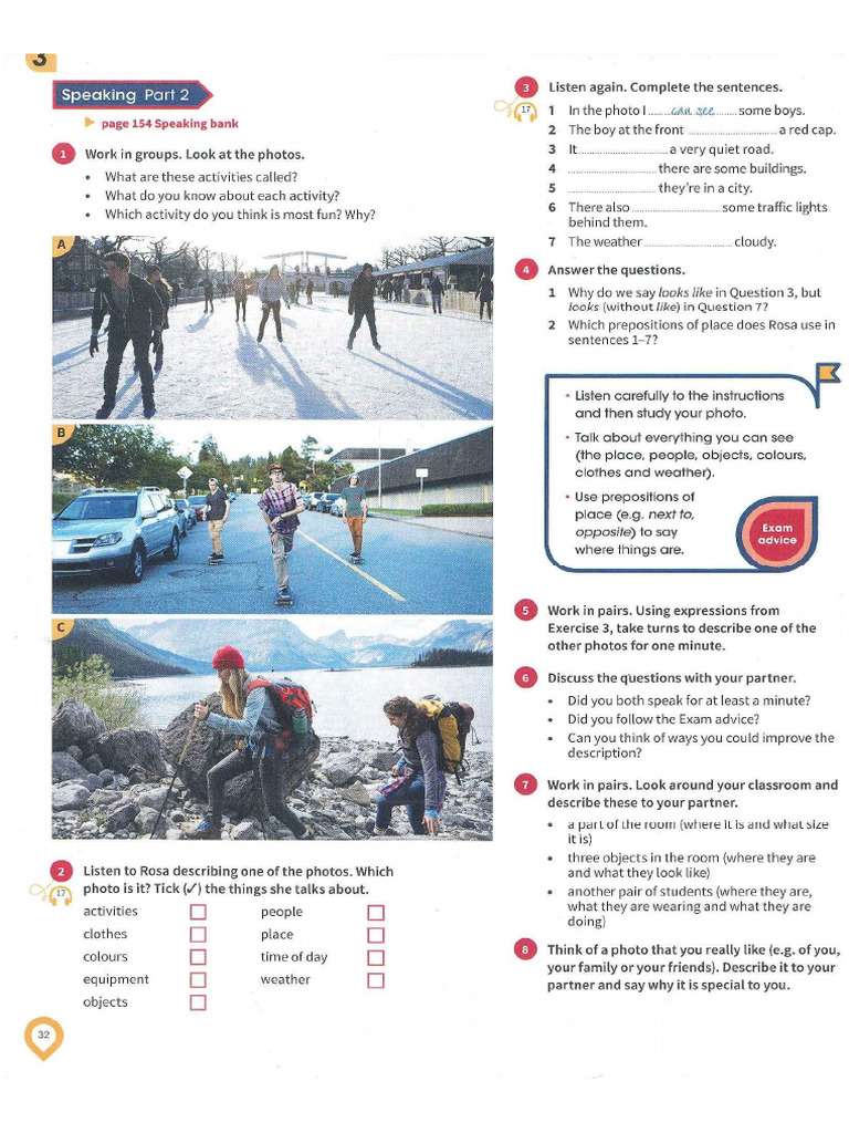 Complete Pet - Unit 3 - Speaking Part 2 | PDF