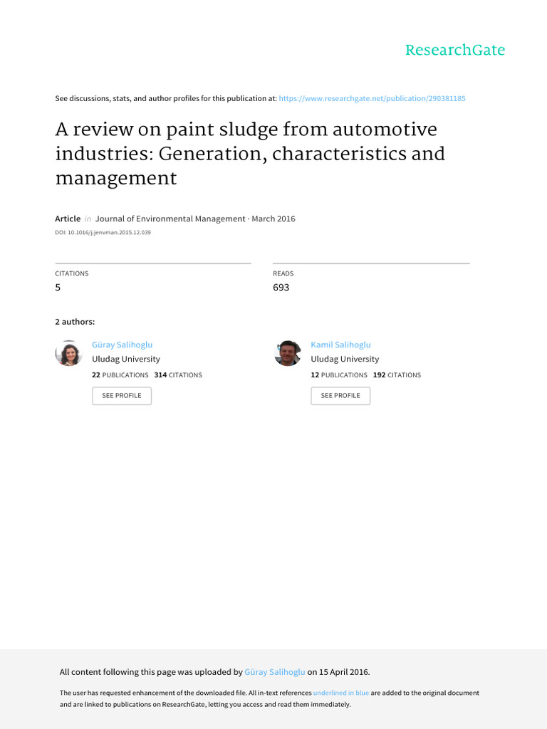 Paint Sludge Review JEMA | PDF | Paint | Waste