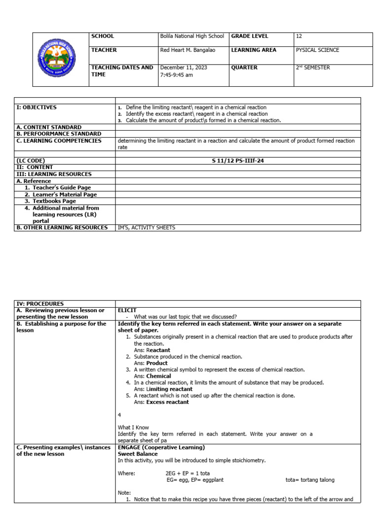 Physical Science Lesson 3 | PDF | Mole (Unit) | Chemistry