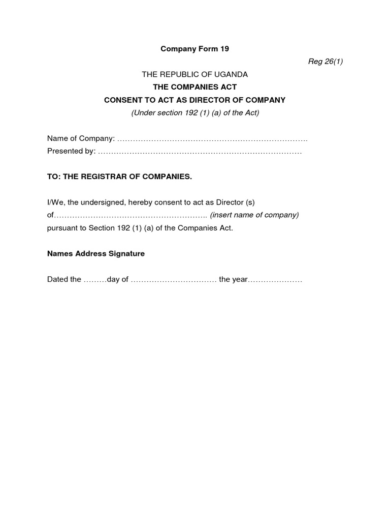 Consent to Act as Company Director | PDF