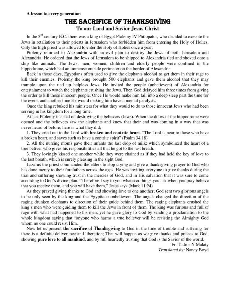 08 Sacrifice of Thanksgiving | PDF | Jesus | God
