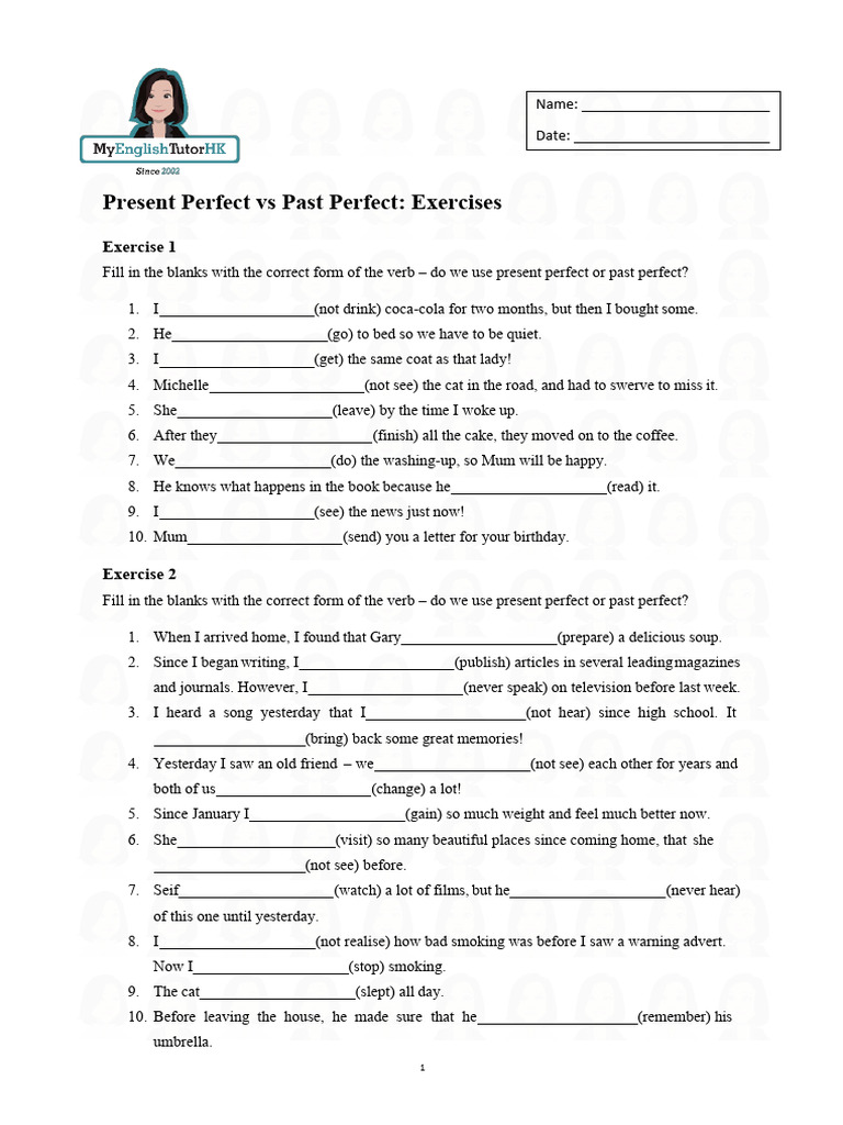 Year 5 1st Term Exam Present Perfect Vs Past Perfect Ex 230493094 To Be ...