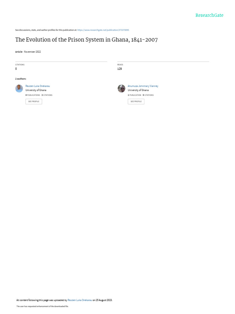 The Evolution of The Prison System in Ghana, 1841-2007: November 2022 ...