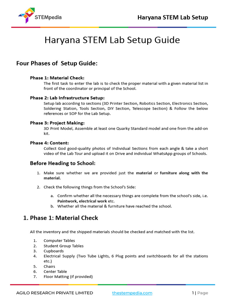 Haryana Lab Setup Guide | PDF | 3 D Printing | Drill