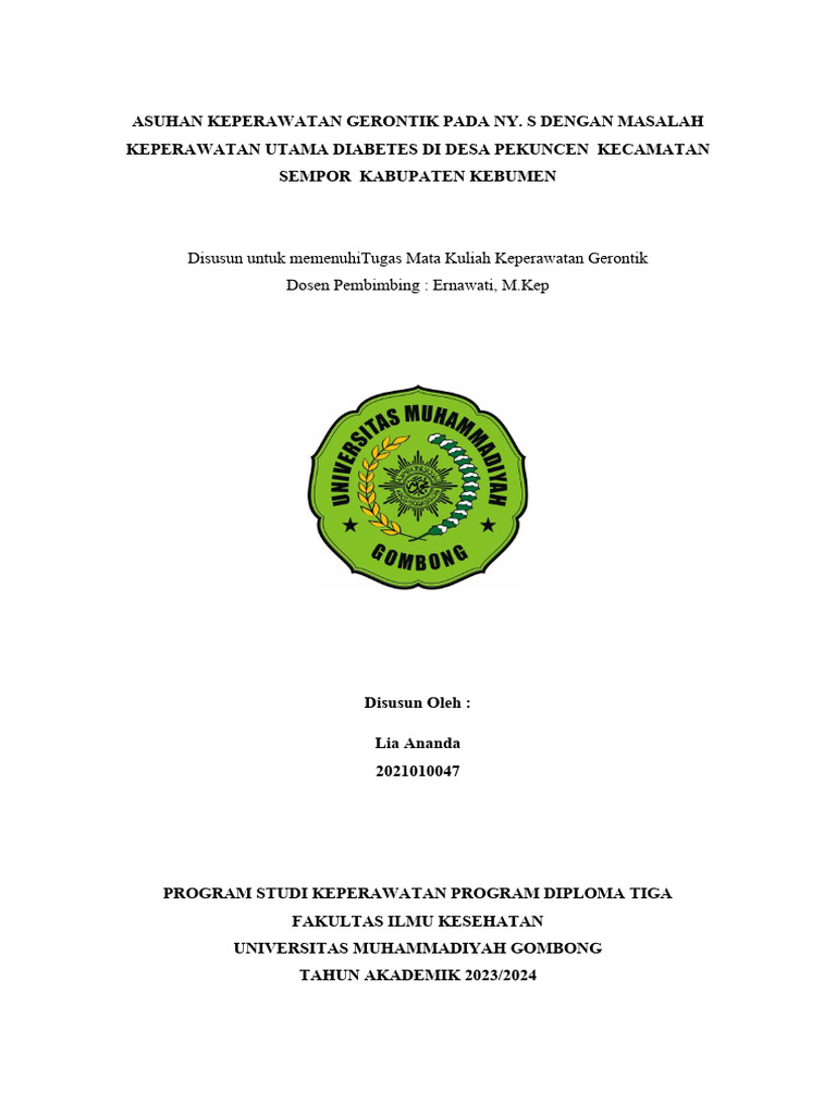 Askep Gerontik Liaa Pekuncen | PDF | Kesehatan Holistik