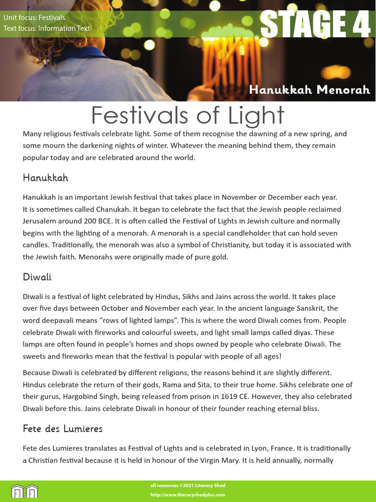 Festivals of Light (Informative Text) .. | PDF | Hanukkah | Indian ...