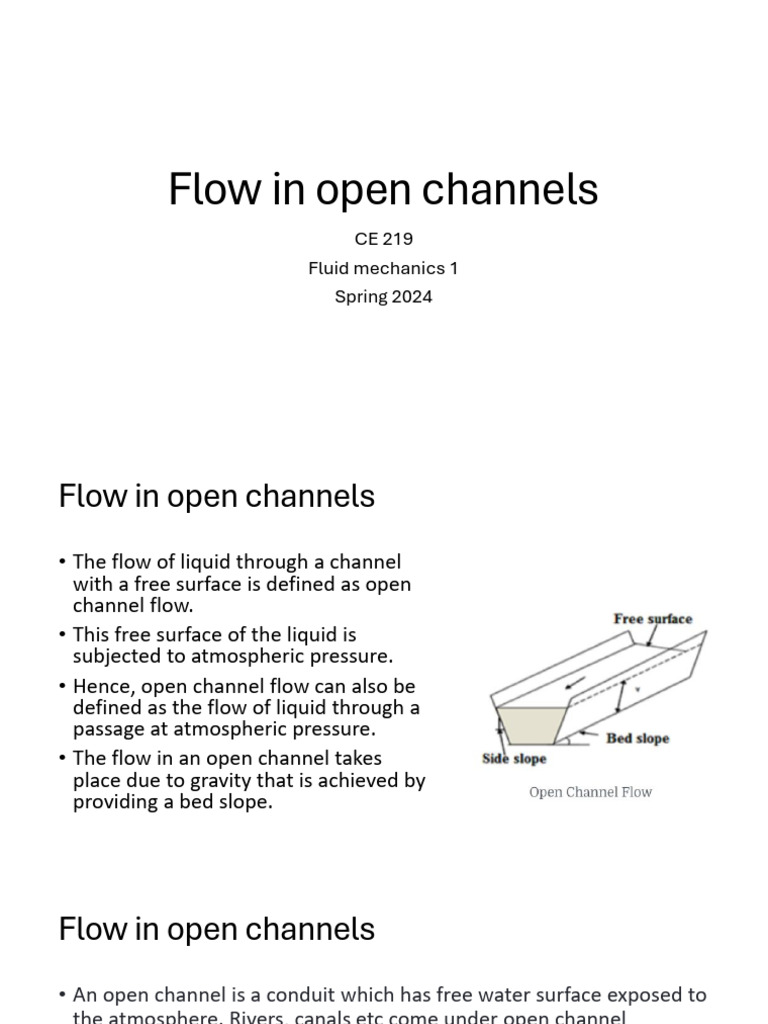 Flow in Open Channels | PDF | Fluid Dynamics | Continuum Mechanics