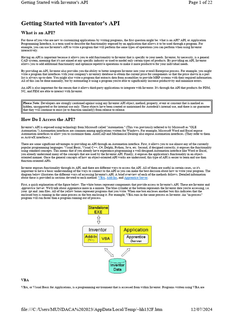 Getting Started With Inventor's API: What Is An API? | PDF | Visual Basic For Applications ...