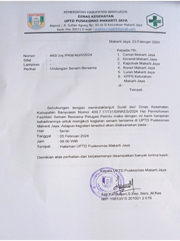 Undangan Senam Bersama TGL 05 Feb 2024 | PDF