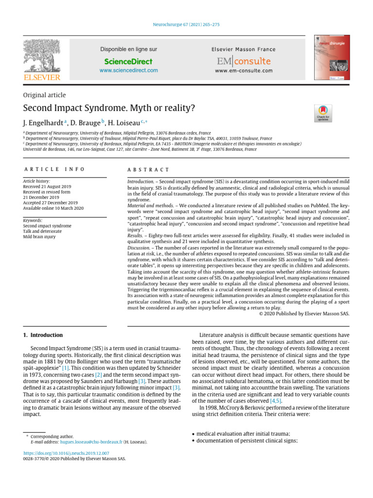 Second Impact Syndrome | PDF | Concussion | Traumatic Brain Injury