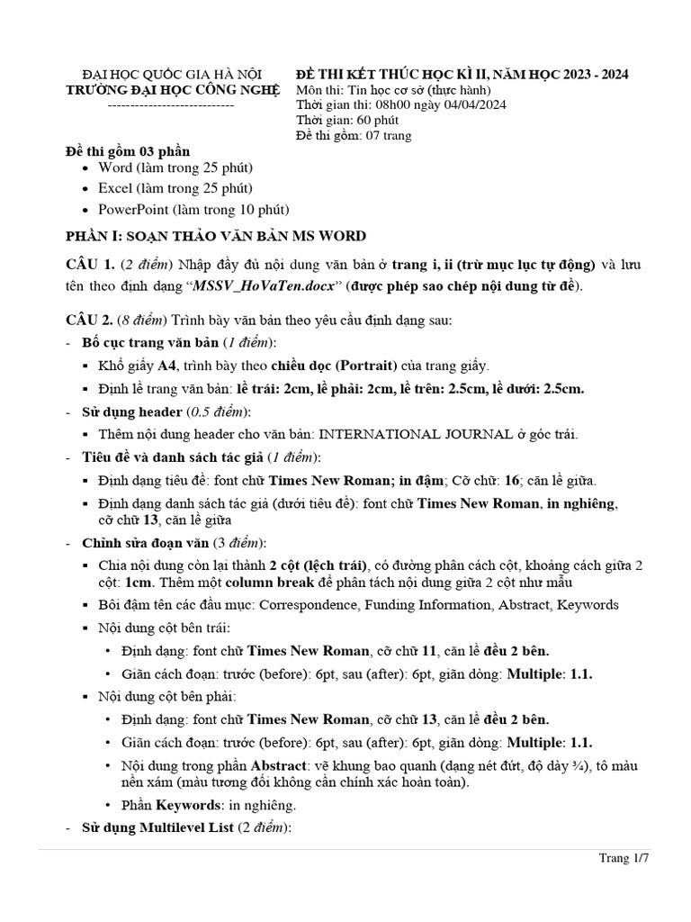 DeThi GTCNTT 20240404 | PDF