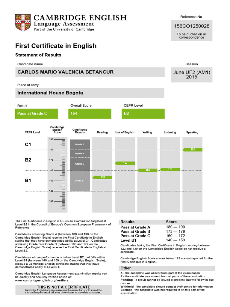 Resultado Fce | PDF | Cambridge | University Of Cambridge