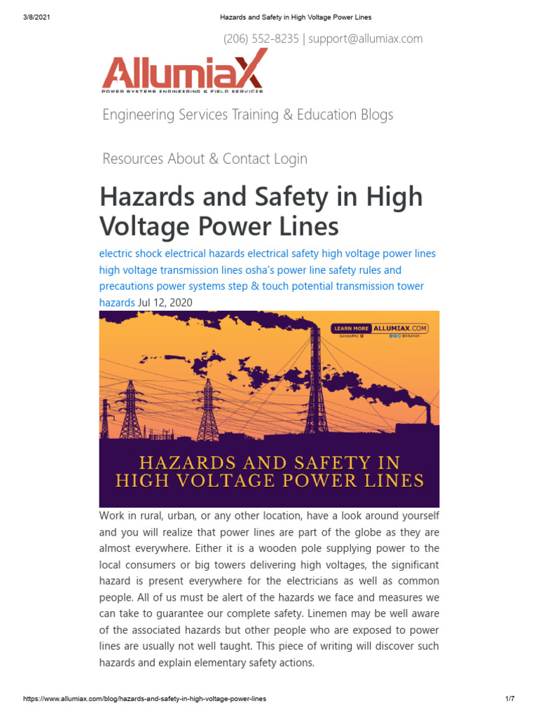 Hazards and Safety in High Voltage Power Lines | Download Free PDF ...