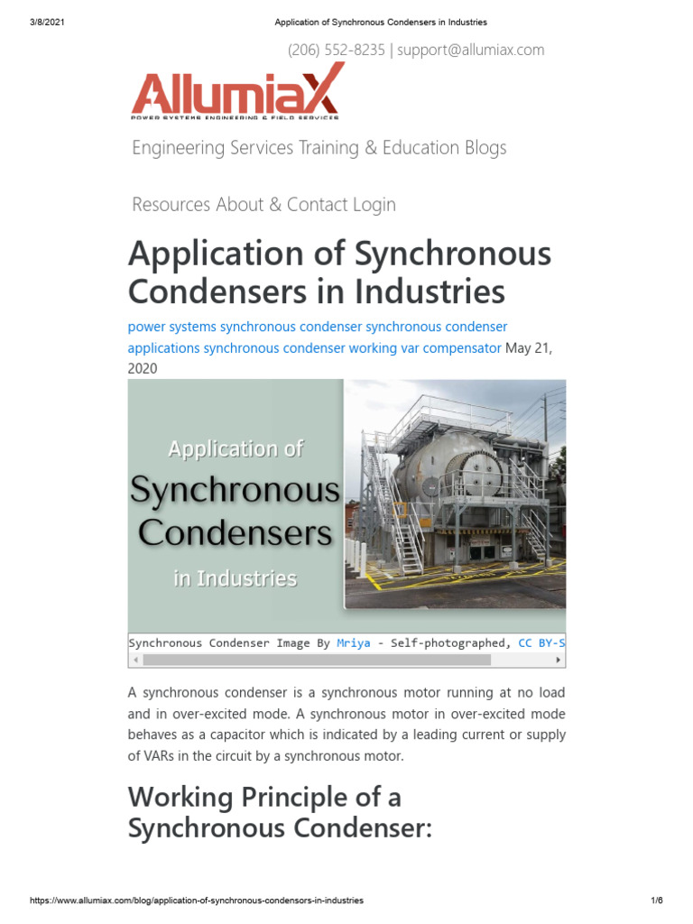 Application of Synchronous Condensers in Industries | PDF | Electric ...