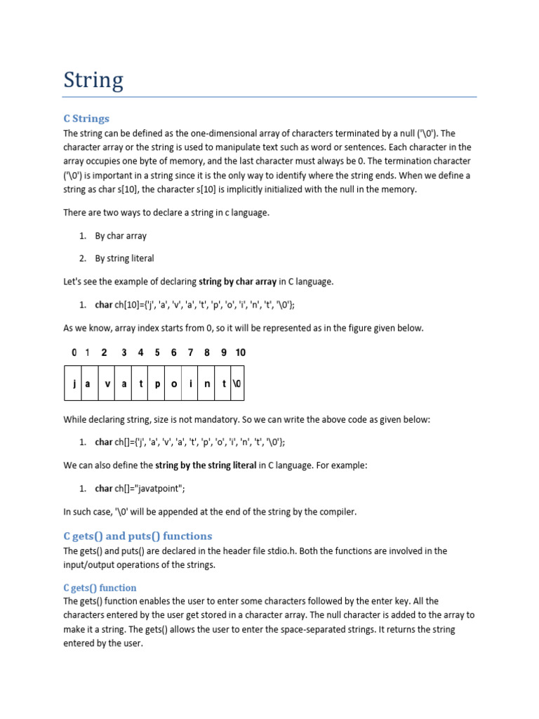 String | PDF | String (Computer Science) | C (Programming Language) String | PDF | String (Computer Science) | C (Programming Language)