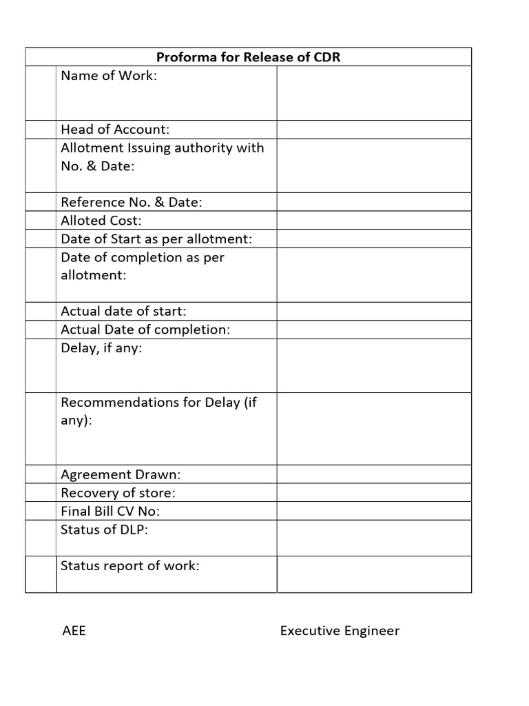 CDR Release Proforma Template | PDF