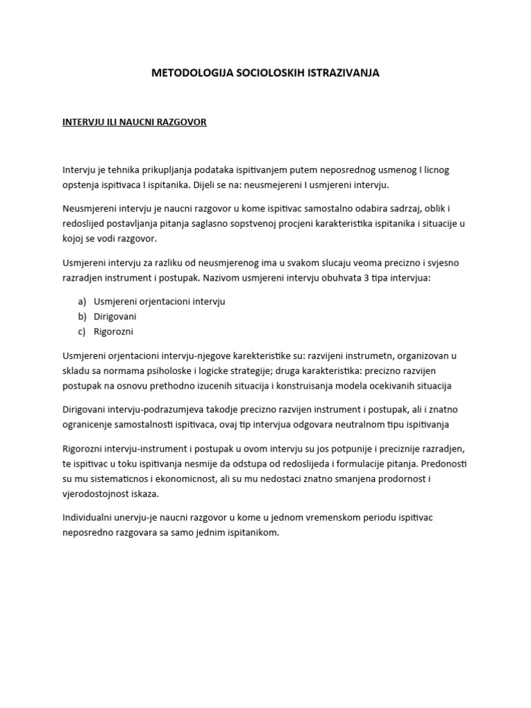 Metodologija Socioloskih Istrazivanja | PDF