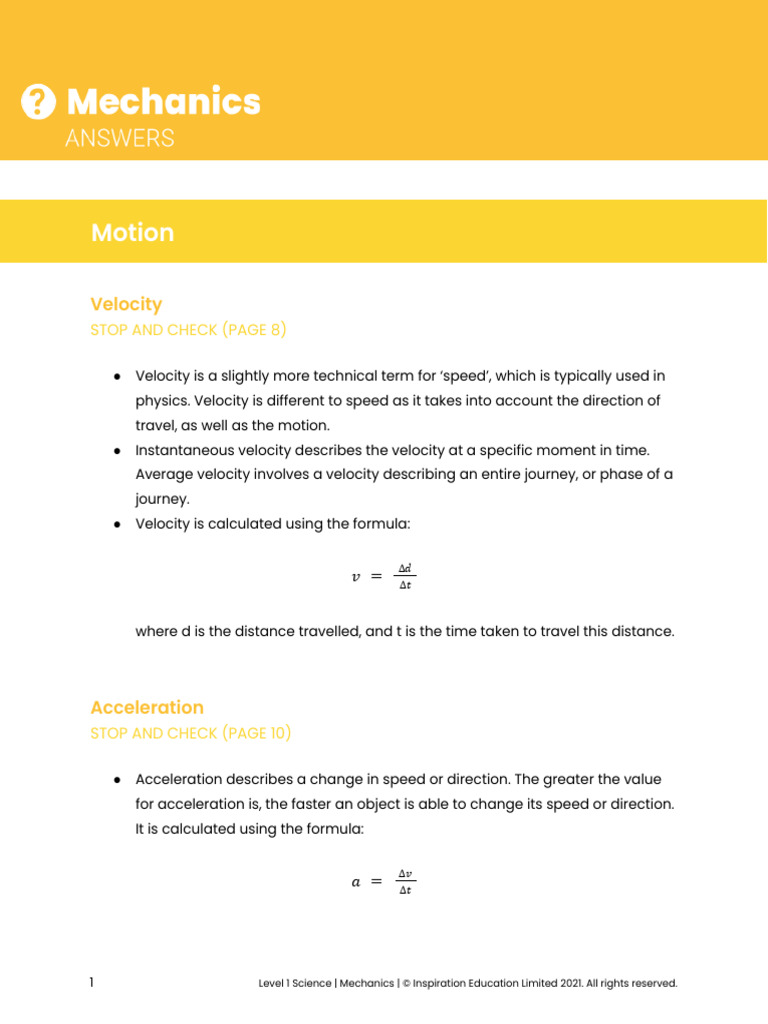 L1 Mechanics WTGANS 0721 | PDF | Force | Velocity